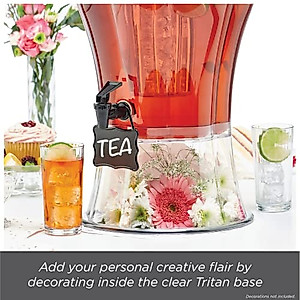 Buddeez 3.5 Gallon Beverage Dispenser - Clear Drink Dispenser, 3.5 Gallon Plastic Beverage Dispenser comes with Stand, Spigot, Ice Cone, Large Punch Dispenser for Parties (Bonus Chalkboard ID Tag)