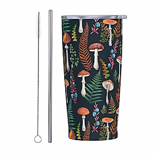 CHASOEA Mushroom Tumbler 20oz Botanical Stainless Steel Insulated Tumblers with Lid and Straw Leaves Travel Coffee Mug Tea Wine Cups Water Bottle Sport Gifts for Women Mushrooms Lover