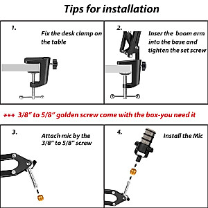 Black Boom Arm for Rode mic Microphone, Black Desk Arm Stand Compatible with Rode Pod Mic