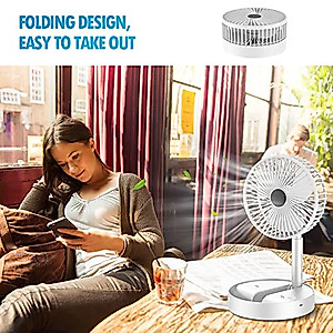 MAESHOP Portable Desk Fan 3 Speeds Wind Quiet Foldable Rechargeable Battery Operated USB Desktop Folding Fan For Office Trave Home Desk Outdoor Bedroom Trave，6.5-Inch (White)