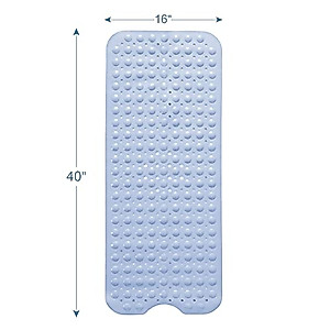 AmazerBath Baby Blue Bathtub Mat Non Slip Bath Mat for Tub, 40 x 16 Inches Bath & Shower Safety Mats with Suction Cups and Drain Holes, Extra Large Shower Mat