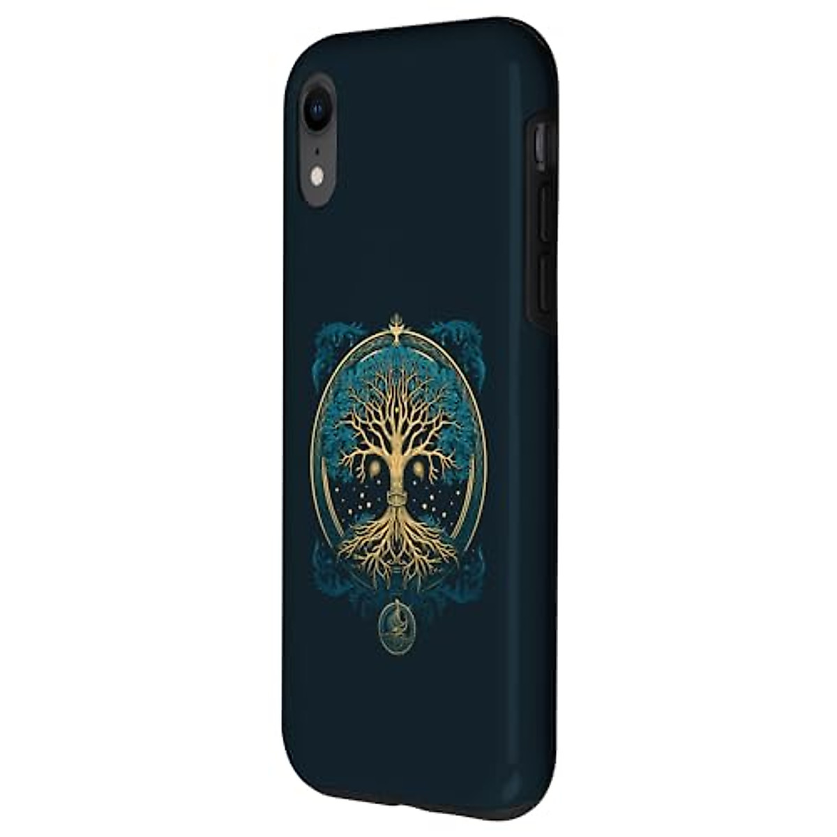 iPhone XR Odin Tree of Life Viking Valhalla Pagan Blue and Yellow Case