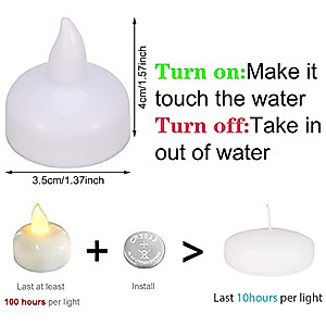 12 Pack Waterproof Flameless Floating Tealights, Christmas Battery tealights, Battery Operated Flickering Floating Tea Lights Candles in Warm Yellow for Wedding, Party, Bath, Hot Tub, Spa, Pool, Pond