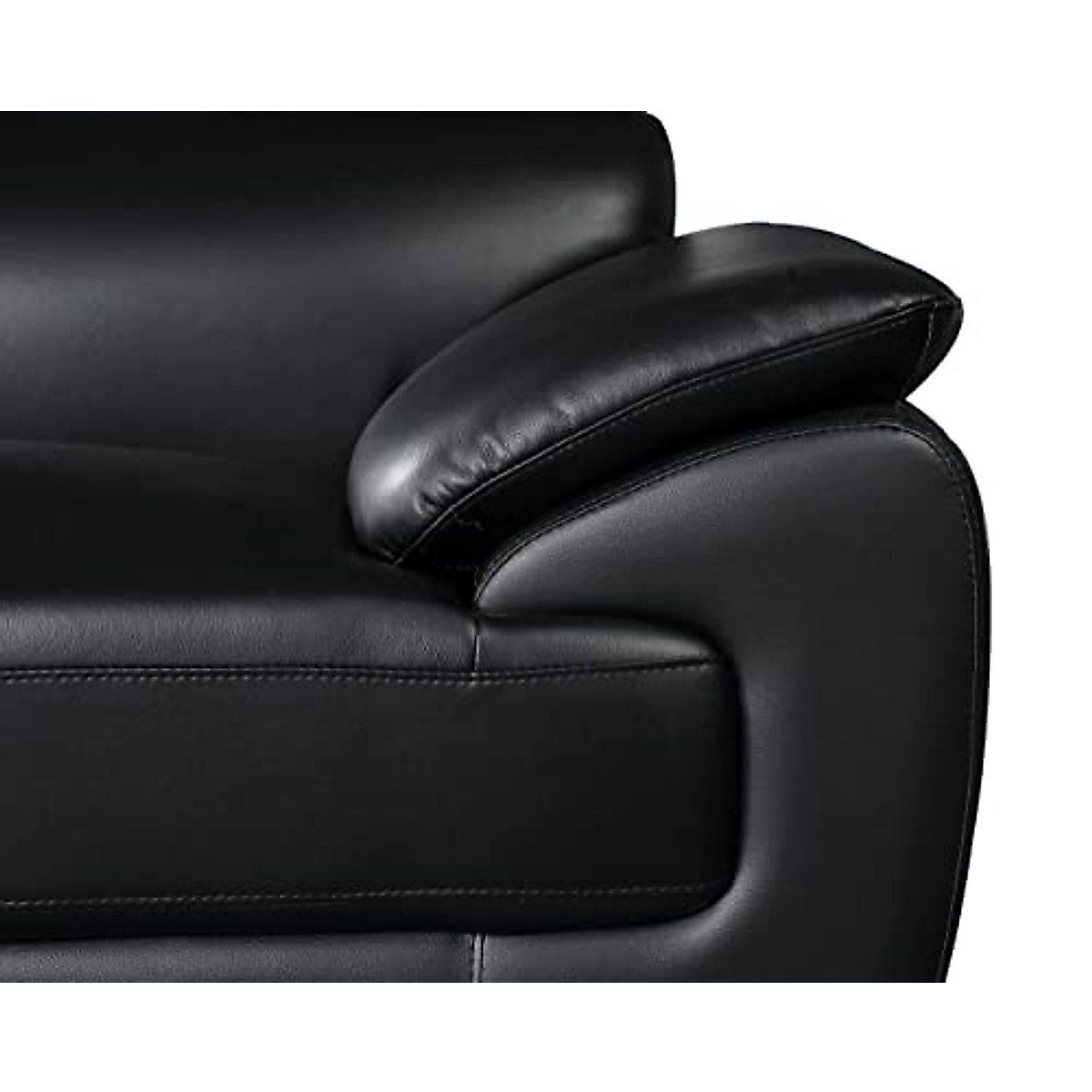 Blackjack Furniture 4571 Veal Collection Leather Upholstered Modern Living Room Loveseat, Black