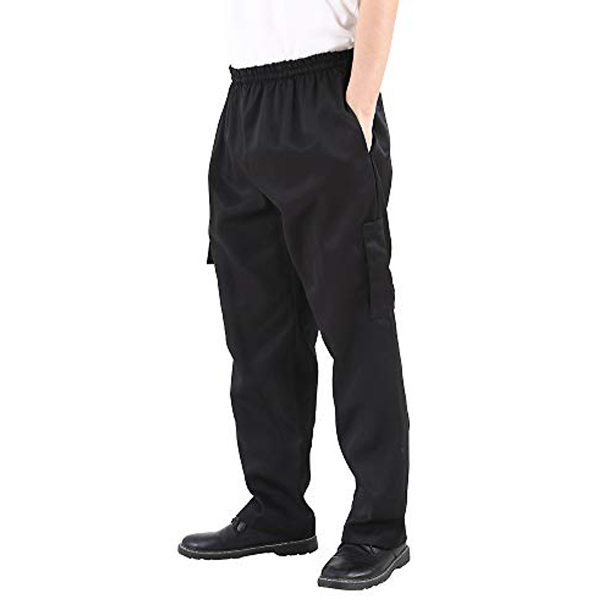 Men's and Women's Black Baggy Chef's Pants Floral Restaurant Work Pants and Kitchen Uniform Cargo Style Chef Pants M
