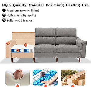 Hanherry 99" Modular Sectional Sofa Couch for Living Room, Comfy 3-Seater Chenille Fabric Couch, Curved Wide Armrest, High Backrest,Wide and Deep Seat, Upholstered Couch & Removable Cover