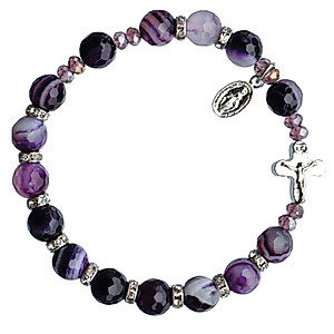 Purple Agate 8mm Rosary Bracelet