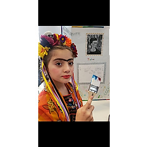 DreamLily Frida Kahlo Mexican Flower Crown Headband Halloween Party Costume Dia de los muertos Headpiece NC25 (A-Rose skull ribbon)