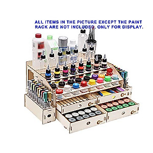TOGUSH Wood Artist Supply Paint Rack Stand Pigment Ink Bottle with Large Volumetric Bottle and Mark Pen Storage Rack