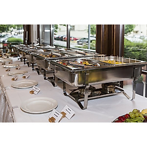 Tiger Chef 8 Quart Full Size Stainless Steel Chafer and 3 1/3rd Size Chafing Dishes Food Pans and Cool-Touch Plastic on Top