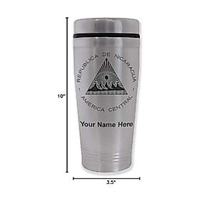 LaserGram 16oz Commuter Mug, Flag of Nicaragua, Personalized Engraving Included
