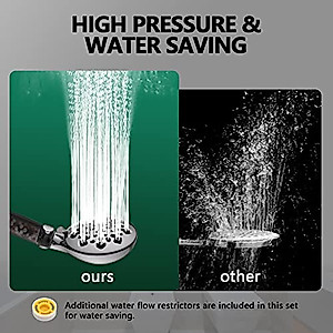 Filtered Shower Head for Hard Water Handheld,9 Spray Modes+Jet Flush High Pressure Filtered Detachable Showerhead,Water Softener Showerheads with 60"Long Hose,Adjustable Holder,Water Flow Restricter