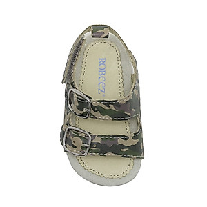 Robeez First Kicks Baby Boy and Unisex Sandals for Infant/Toddlers - Nakai Brown - 6-9 Months