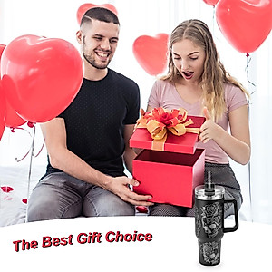 40oz Skull Flower Tumbler With Lid and Straw, 40oz Tumbler Wrap, Stainless Steel Insulated Tumbler for Water, Iced Tea or Coffee - Unique Gift