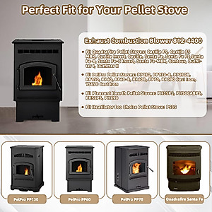 Hiorucet 812-4400 Exhaust Combustion Blower for PelPro PP130, PP60, PP70, PPC90 Pellet Stoves, Quadra-Fire Castile, Santa Fe, Contour, Outfitter, Heatilator Eco Choice PS35, Pleasant Hearth PH50CABPS