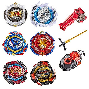 ROUSEWIT Bey Battling Tops Set, 6 Spinning Tops 2 Launchers Burst Toy Game, Combat Battling Game Gift for Age 6+ Boy