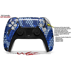 WraptorSkinz Skin Wrap Compatible with Sony PS5 DualSense Controller HEX Mesh Camo 01 Blue Bright (Controller NOT Included)