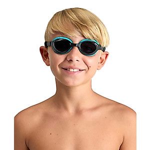 ARENA Unisex Kids Junior Air Goggles for Swimming Ages 6 to 12 Air Seals Anti-Fog Coating Non-Mirror Lens Adjustable Strap, Smoke/Black