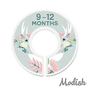 Modish Labels Baby Clothes Size Dividers, Baby Closet Organizers, Size Dividers, Baby Closet Organizers, Closet Dividers, Clothes Organizer, Girl, Woodland, Deer, Boho, Floral Antlers, Flowers (Baby)