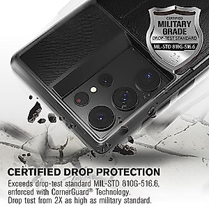 VENA vCommute Wallet Case Compatible with Samsung Galaxy S23 Ultra (2023), (Military Grade Drop Protection) Flip Leather Cover Card Slot Holder with Kickstand - Space Gray