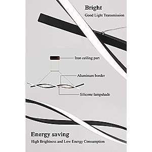 Ziplighting Modern LED Pendant Lighting for Dining Room & Kitchen Island Stepless Dimmable Pendant Light with Remote Dimming Chandelier Contemporary Adjustable Ceiling Fixture Wave Ceiling Light f