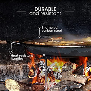 Machika Enamel Paella Pan | Paella Pan | Skillet for Paella and Rice Recipes | Perfect for Indoor & Outdoors | Easy Cleaning | Rust Proof Coating | 4 Servings | 12 inches |