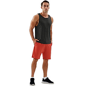 icyzone Workout Tank Tops for Men - Running Muscle Tank Exercise Gym Tops Athletic Shirts (Black Heather, Medium)