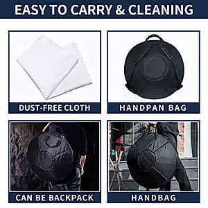 Handpan Drums Sets AETOO D Minor 22 inches 10 notes Steel Hand Drum with Soft Hand Pan Bag, 2 handpan mallet,Handpan Stand (Gold)