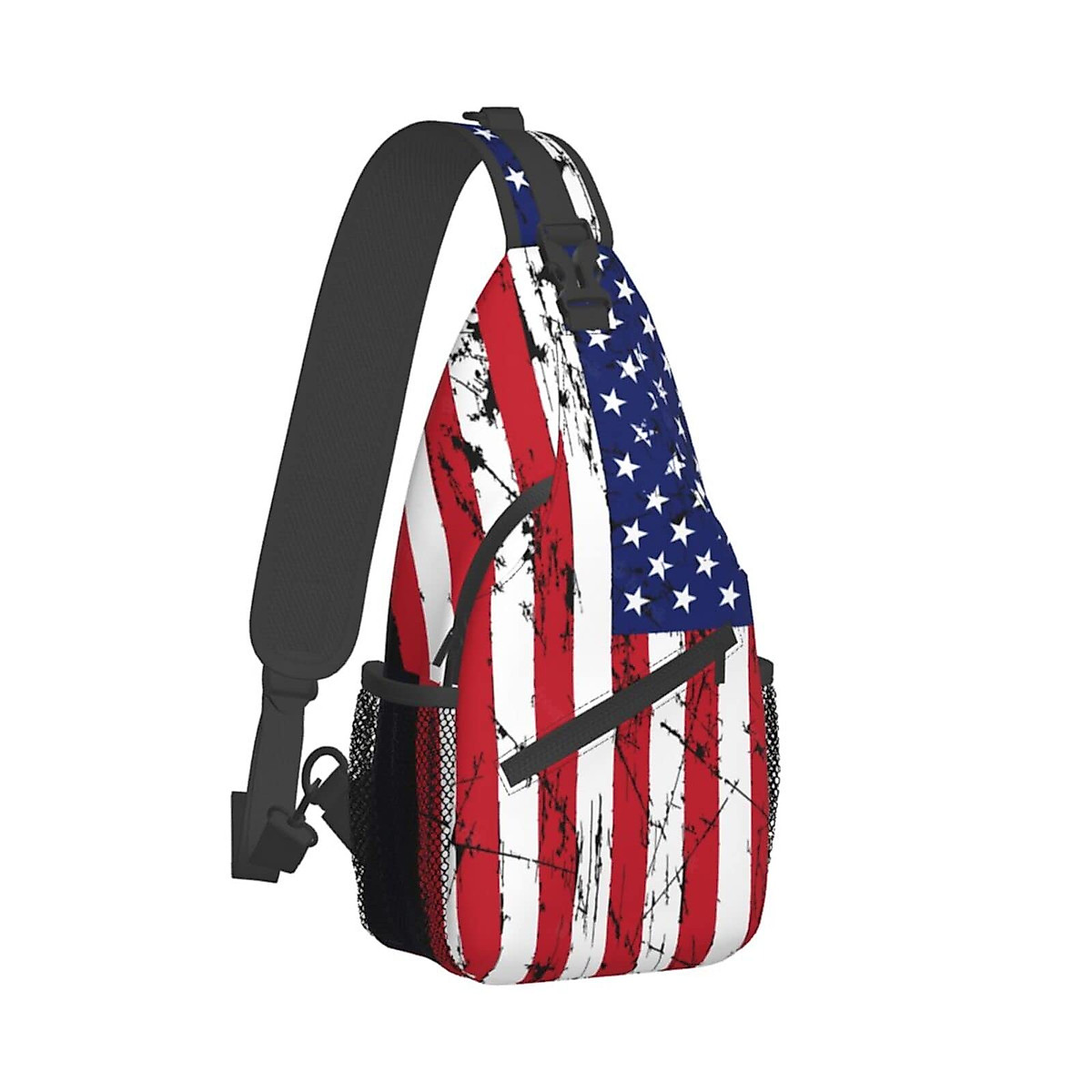 American Flag Stars Stripes Sling Backpack Chest Bag Crossbody Shoulder Bag Travel Hiking Daypack For Men Women