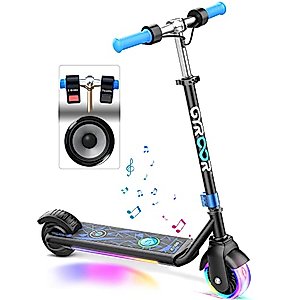 Gyroor Electric Scooter for Kids, 10 Miles Distance, 150W Motor, Bluetooth Music, Dual Brake System, Adjustable Height and Speed, Electric Scooter for Kids Ages 8-12, Ideal Gifts, Blue