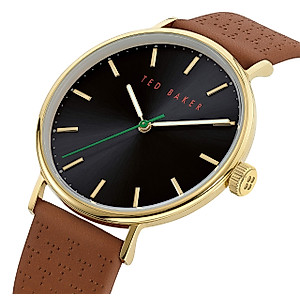 Ted Baker Men's Stainless Steel Quartz Leather Strap, Brown, 20 Casual Watch (Model: BKPMMF911)