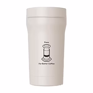 AeroPress Travel Coffee Tumbler, Stainless Steel Coffee Tumbler with Double-Wall Insulation, Splash-Resistant Lid, Built-In Filter Storage, Cup Holder Friendly for Hot or Cold Drinks, 16 oz, Cream