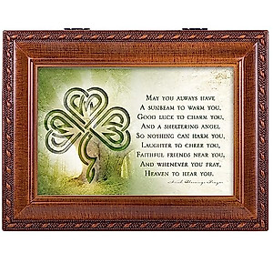 Cottage Garden Irish Prayer Always Have Shelter Woodgrain Rope Trim Jewelry Music Box Plays Irish Lullaby