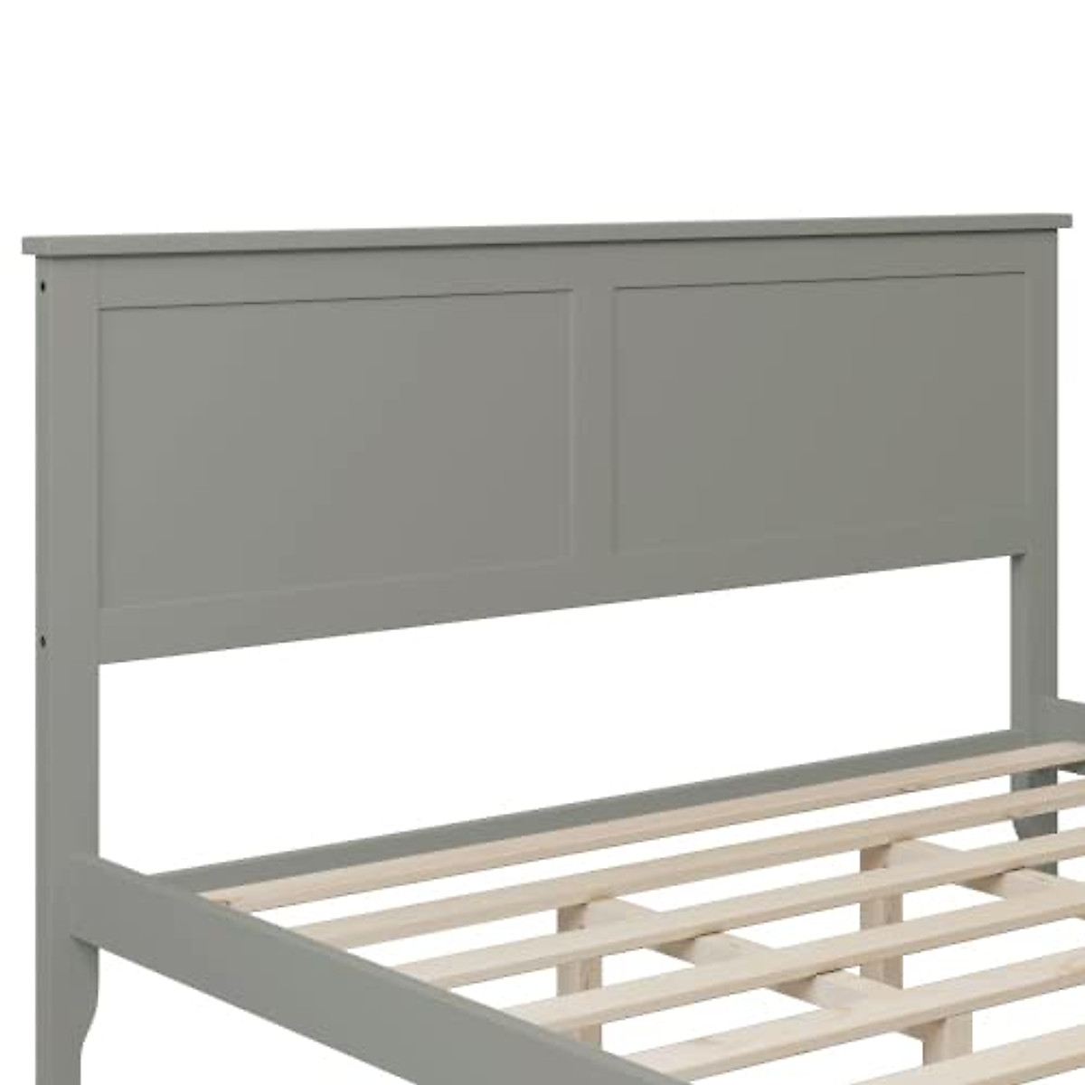 anwickjeff Full Size Bed Frame with Headboard and Footboard, Modern Concise Style White Solid Wood Platform Bed for Kids Teens Adults, No Need Box Spring (Full, Gray)