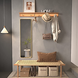 Giftgarden 47"x14" Gold Full Length Mirror Aluminum Framed, Modern Long Wall Mirror Tall Full-Body, Wall Mounted or Over The Door Hanging for Bedroom Closet Bathroom, Golden