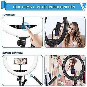 WISAMIC Ring Light Kit 18 inch with Stand and Phone Holder Bi-Color Dimmable 2800K-6000K LED Ring Light with Tripod and Remote for Camera Makeup Selfie YouTube Video Photography Shooting iPhone Vlog