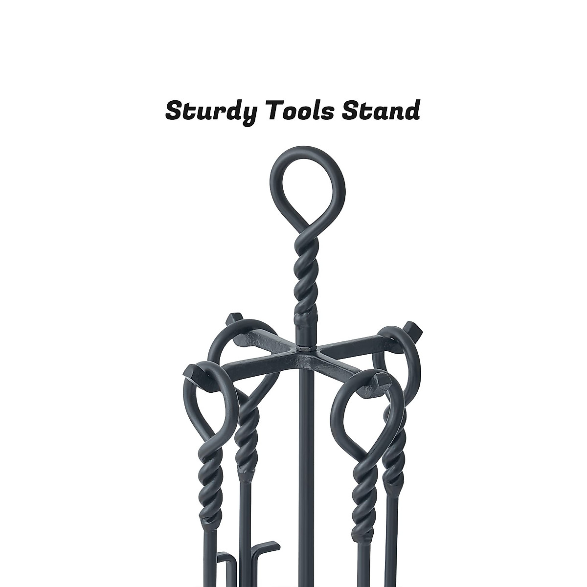 Lichamp Fireplace Tools Set, 5-Pieces Indoor Outdoor Sturdy Fire Place Poker Sets with Retro Handle and Heat Resistant Leather Gloves, FTS55BK