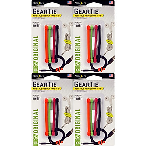 Nite Ize GT3-4PK-A1 3" Gear Tie Assorted Colors 4 Count
