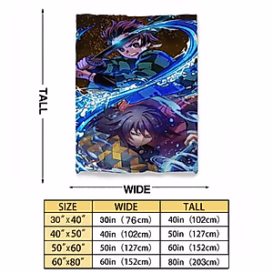 Anime Blanket Unisex Portable Ultra Soft Cartoon Demon Blanket, Bedding, Sofa and Living Room Flannel Throw Blanket 40* 50, 50 *60 (Blue 40x50)