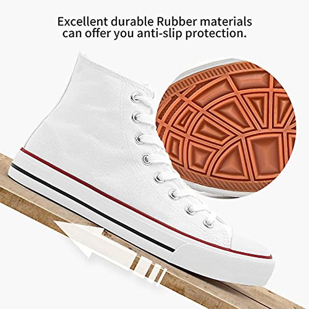 Adokoo Women's High Top Canvas Sneaker Shoes Classic Fashion Lace ups Sneakers (US8,White)