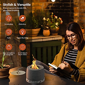 Y&M Table Top Fire Pit, Portable Tabletop Fireplace Indoor Outdoor Use, Smokeless Fire Concrete Bowl Pot,Mini Personal Fire Pit