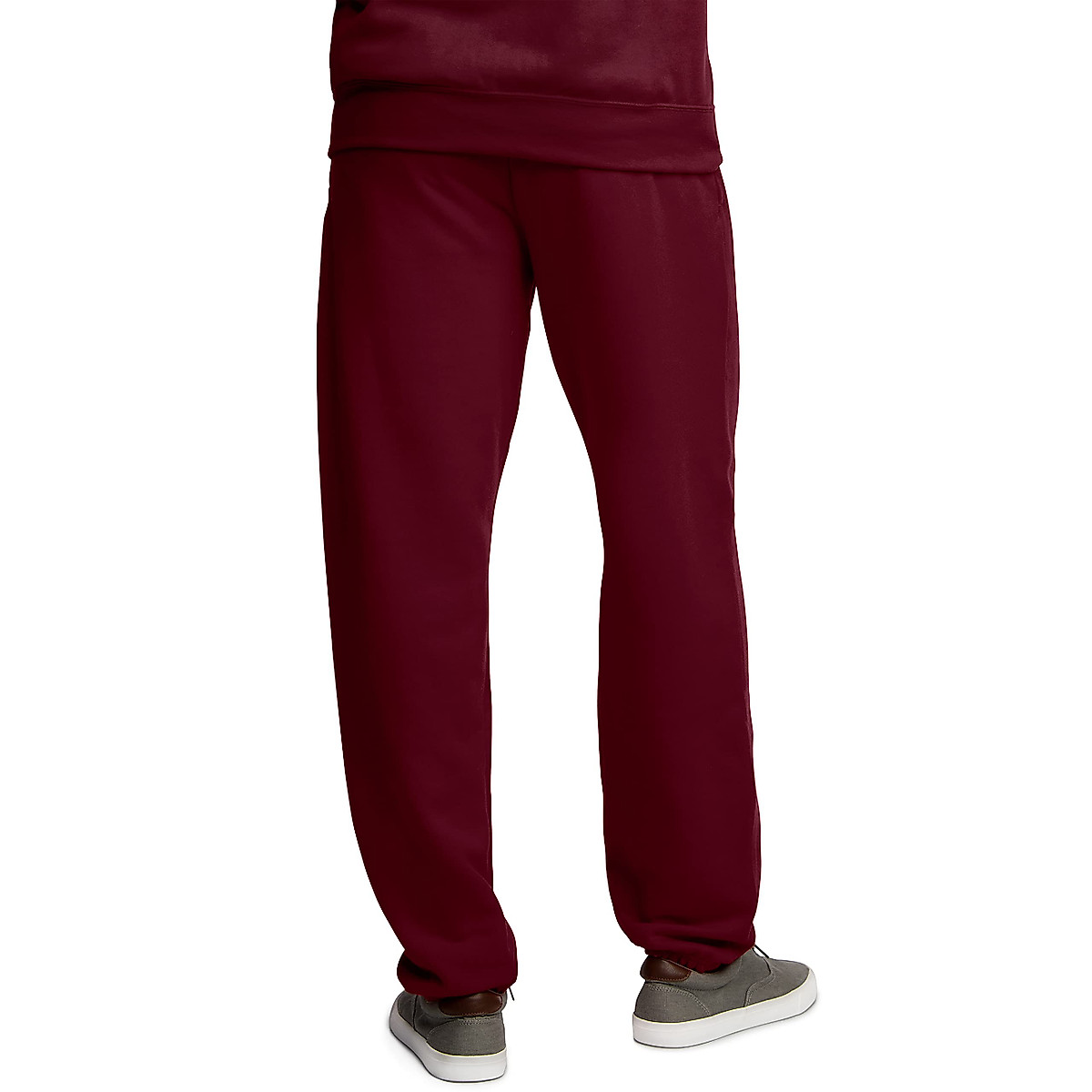 Fruit Of The Loom Mens Eversoft Fleece Elastic Bottom With Pockets, Relaxed Fit, Moisture Wicking, Breathable Sweatpants, Maroon, Large US