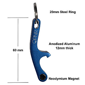 OPNR Mini Keychain Bottle Opener with Magnetic Lid Catch for Beer and Soda I Home Bar, Tailgating, and Bartender Use I Portable Manual Aluminum Lever I Catch caps, stick on fridge! (Diode Blue)