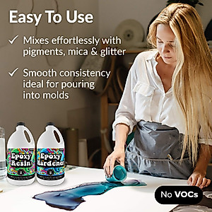 Crystal Clear Epoxy Resin 1 Gallon Kit 2 Part Epoxy Resin for Tumblers, Wood, Table Top, Countertop, Bar & Craft Art, Resin Molds Clear Casting Resin and Hardener Bulk Two Part Resin Epoxy Gallon