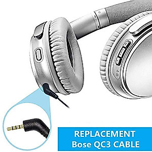 Koffmon QC3.0 Replacement QC3 Headphone Extension Audio Cable Compatible with Bose QuietComfort 3 QC3 Headphones (Black)