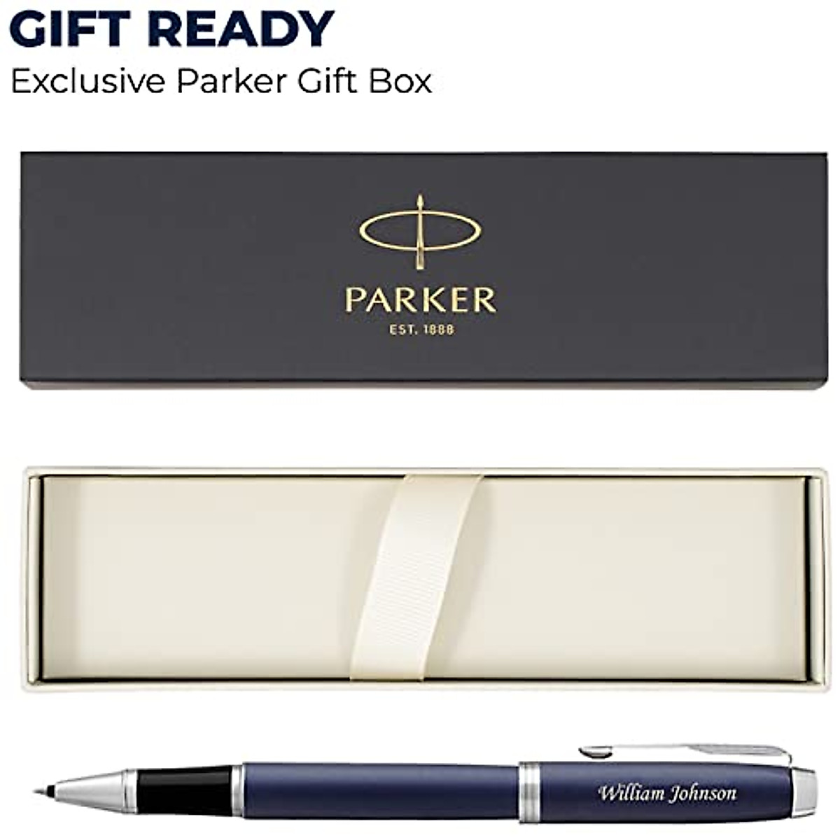 Dayspring Pens Engraved Parker Pen | Personalized PARKER IM Matte Blue Rollerball Gift Pen with Case. Custom Engraved and Shipped in one Business Day Fast.