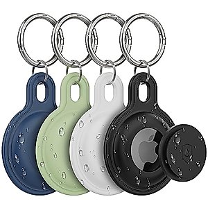 4 Pack Airtag Holder Keychain,Waterproof Apple airtag case with Key Ring,Silicone Air Tags Case for Luggage,Keys,Car,Bags,Kids,Backpack