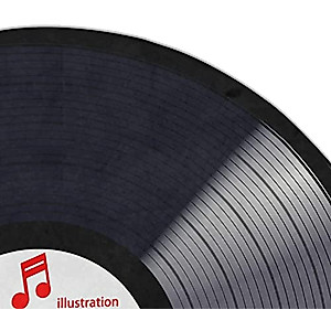 Music Record Black Round Area Rug for Bedroom Living Room Study Playing Non-Slip Floor Mat Carpet Home Decor Rugs 3' Diameter