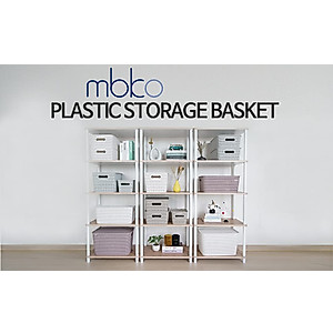 MBKO Plastic Storage Basket - Kitchen Office Pantry Organizer Bins (Medium-6PK, White)