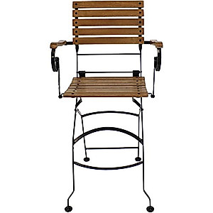 Sunnydaze Deluxe European Chestnut Wooden Folding Small Bistro Bar Chair with Arms - Portable - for Indoor or Outdoor Use - Patio, Deck, Balcony, Camping and Spare Seating - Set of 2